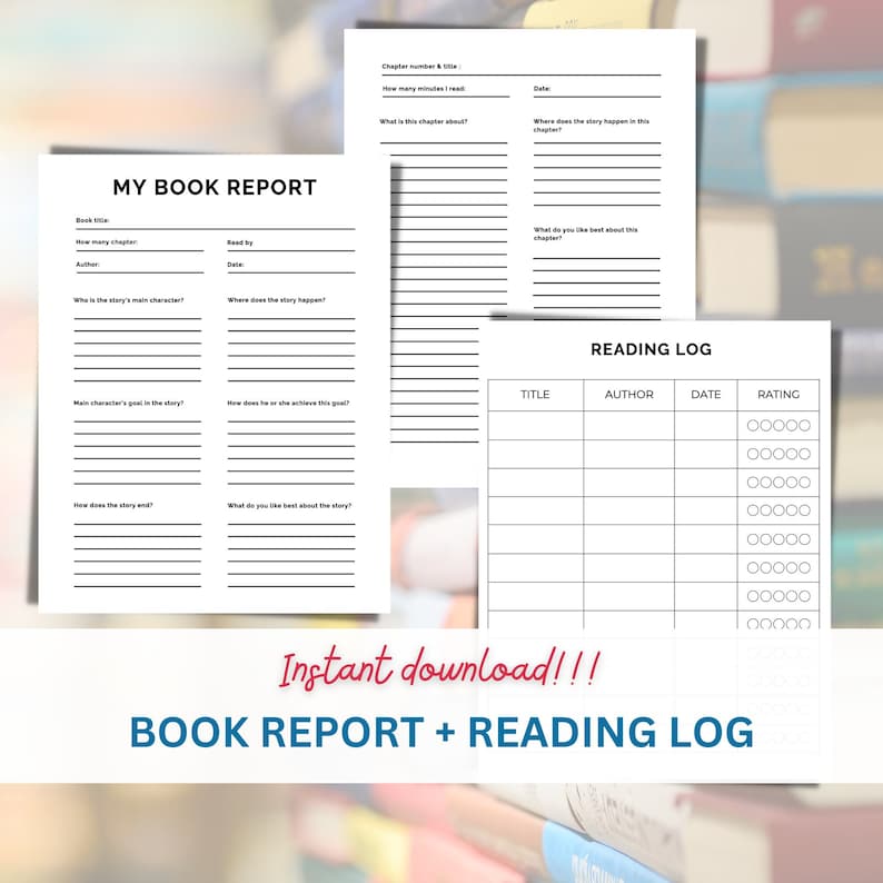 Reading Journal Printable | Book Report | Book Tracker | Reading ...