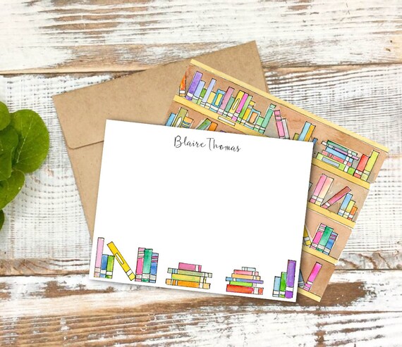 Librarian Bookstore Library Stationery Note Cards flat - Etsy