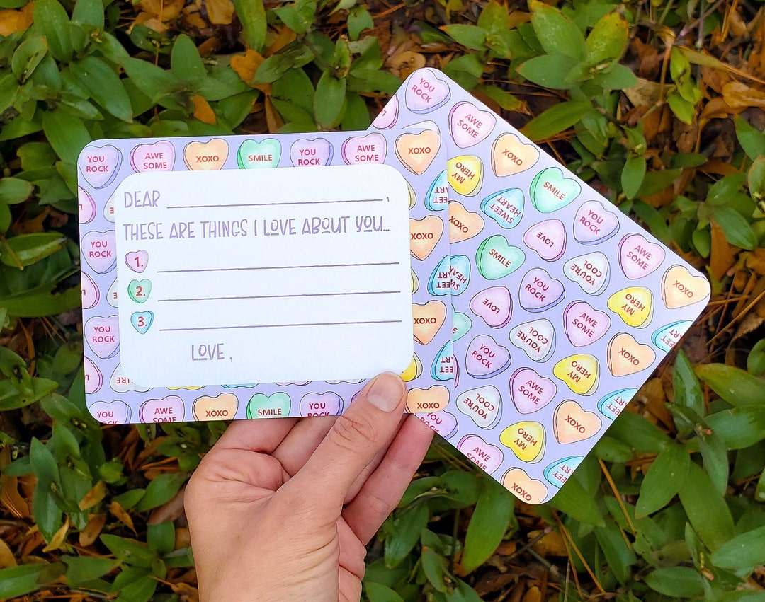 Valentine's Day Conversation Heart Note Cards - Valentine Fill in the ...