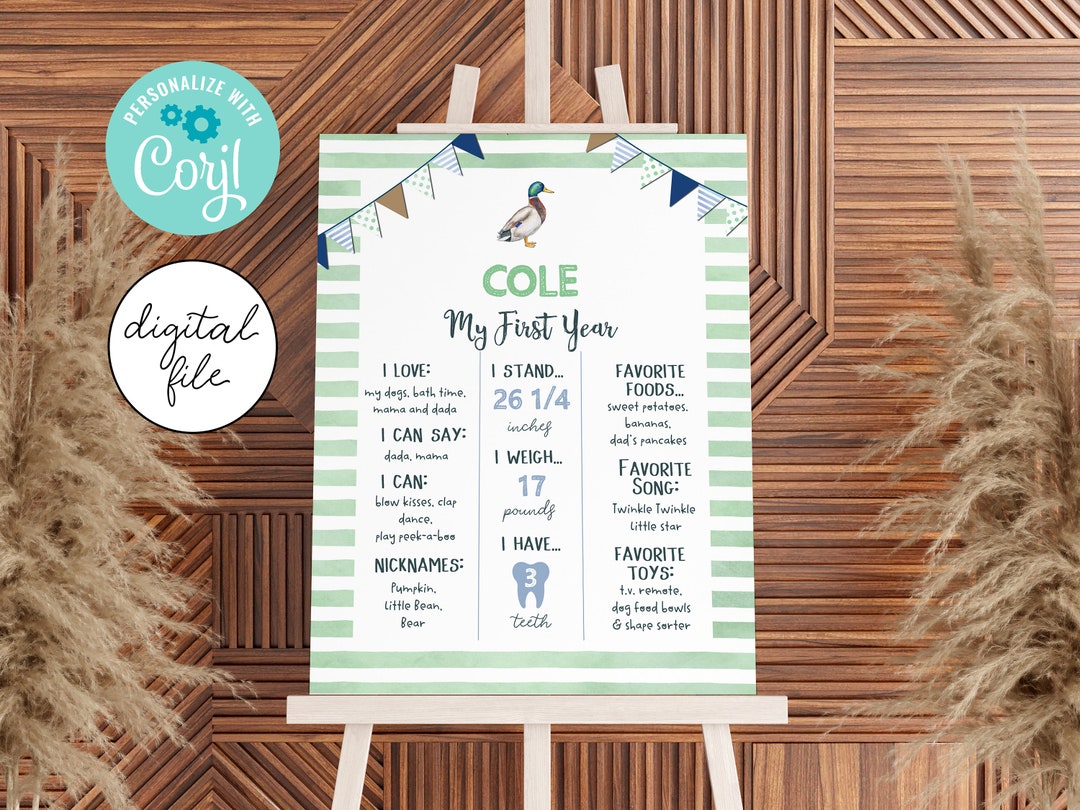 Printable Mallard Duck Milestone Poster - 16 X 20 Inches, Duck Themed ...