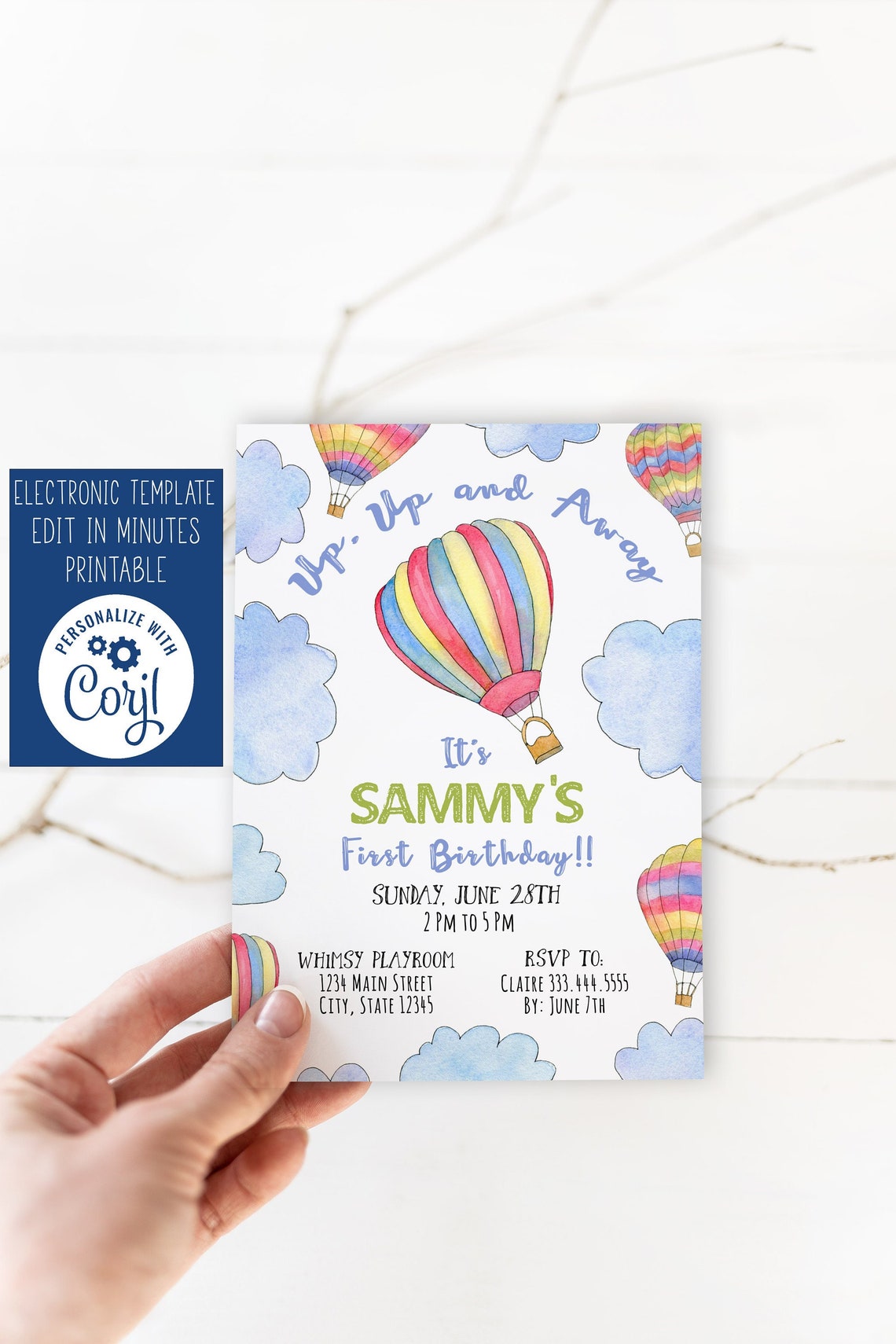 Printable Hot Air Balloon Invitation Printable Invitation - Etsy
