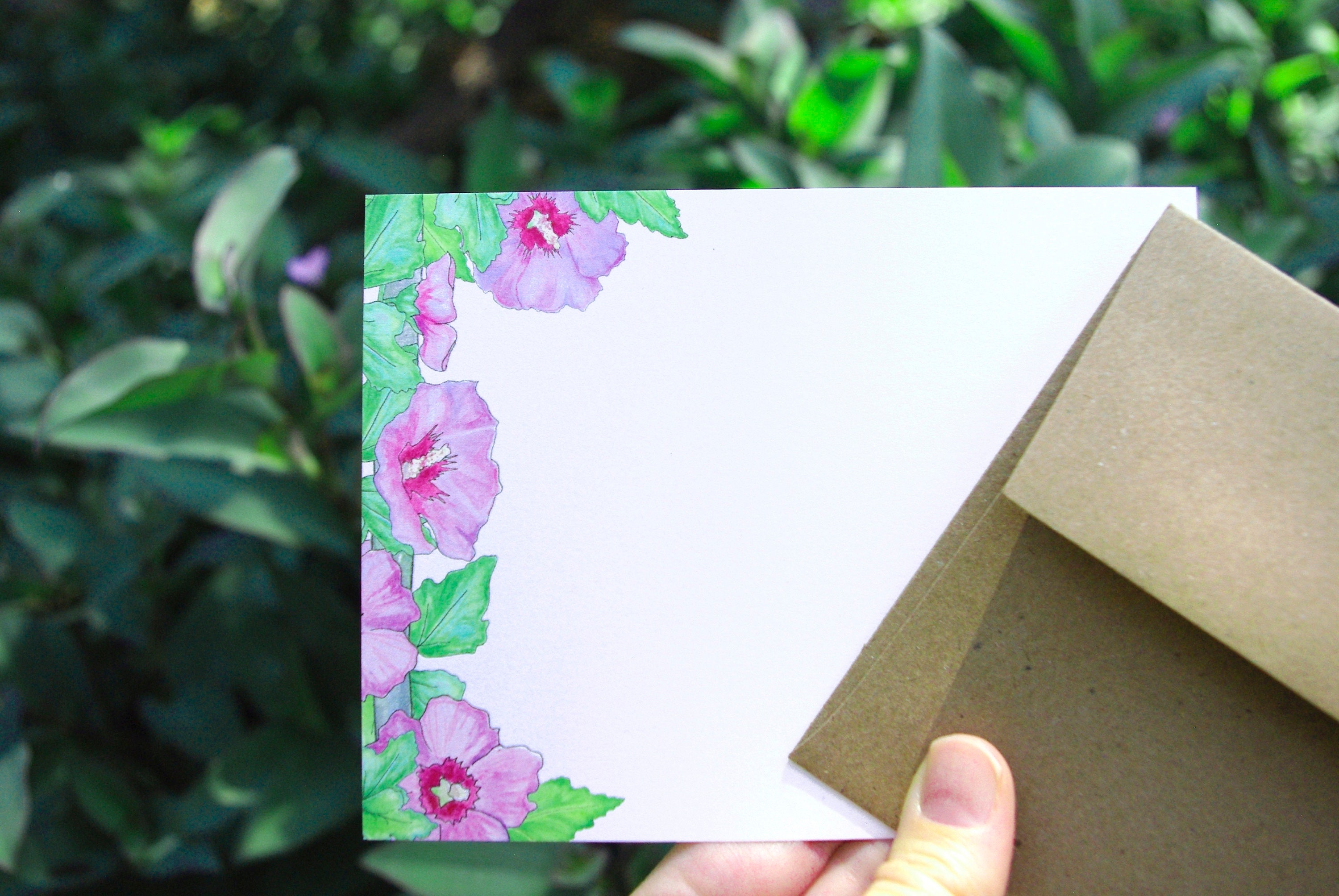 Roses of Sharon Personalized Note Cards Hibiscus Flat Note - Etsy