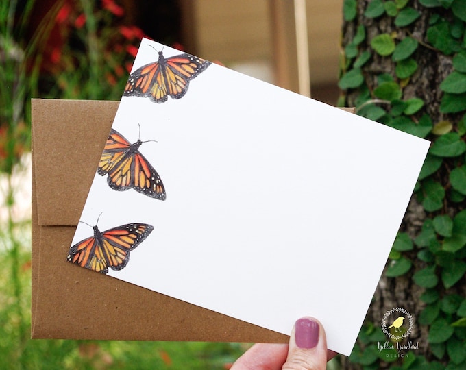 Monarch Butterfly Stationery Personalized or Blank Flat Note Cards and ...