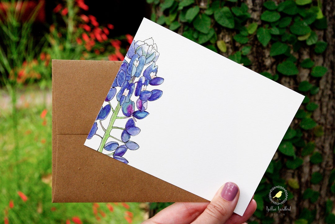One Bluebonnet Stationery - Personalized or Blank - Flat Note Cards and ...