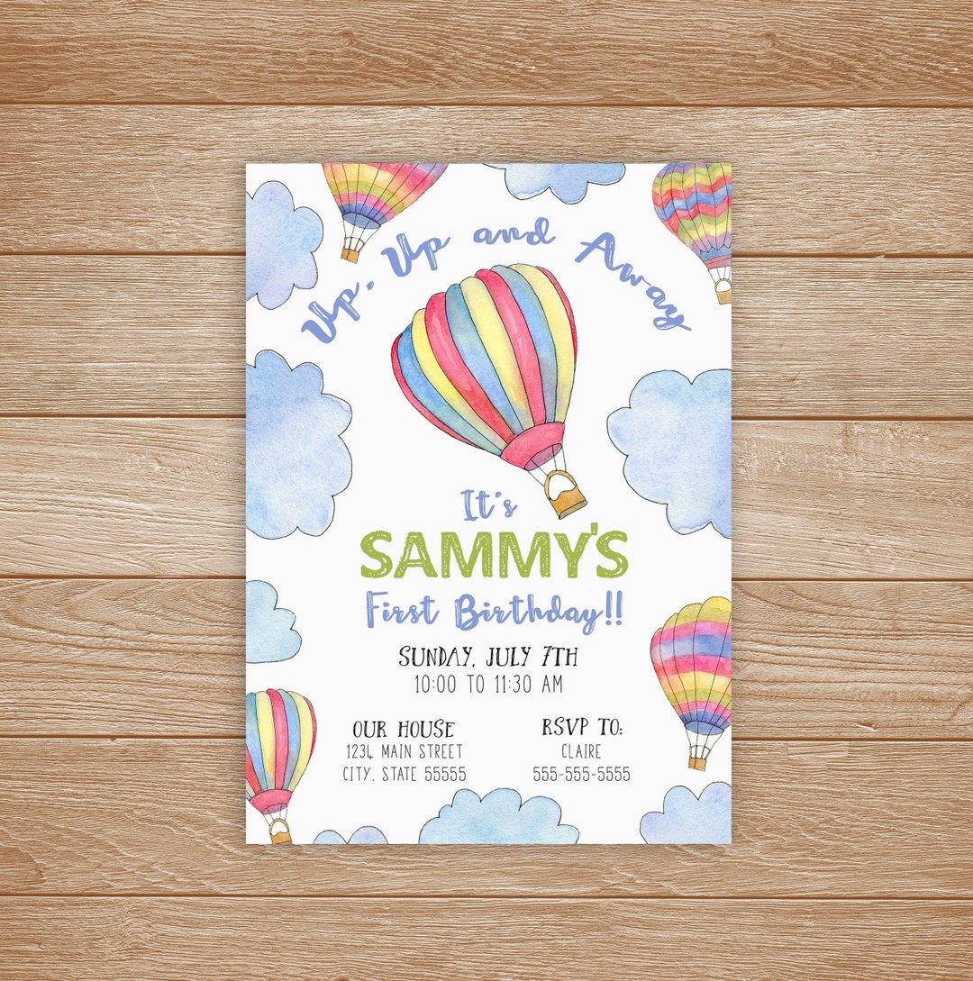 Printable Hot Air Balloon Invitation Printable Invitation - Etsy