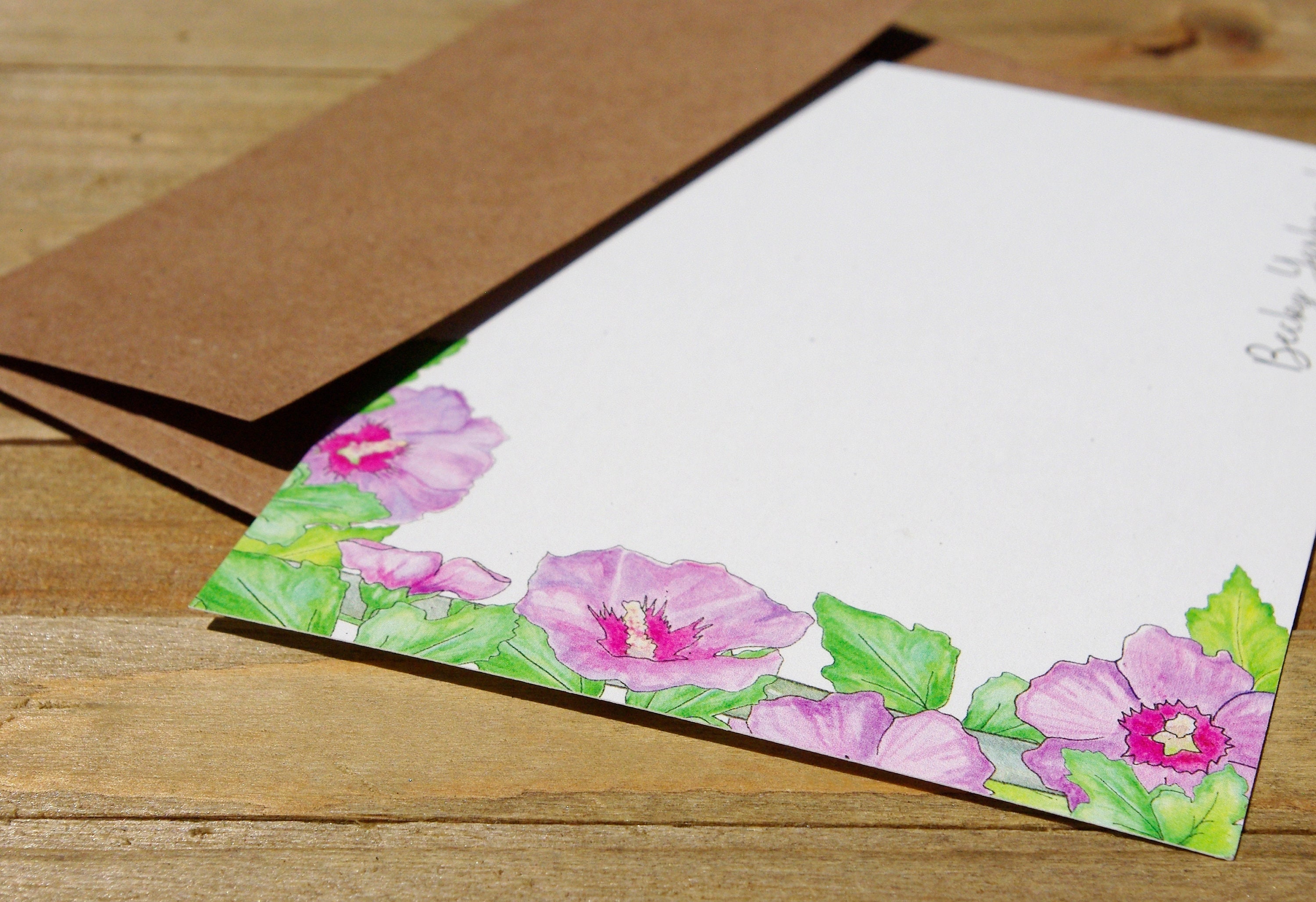 Roses of Sharon Personalized Note Cards Hibiscus Flat Note - Etsy