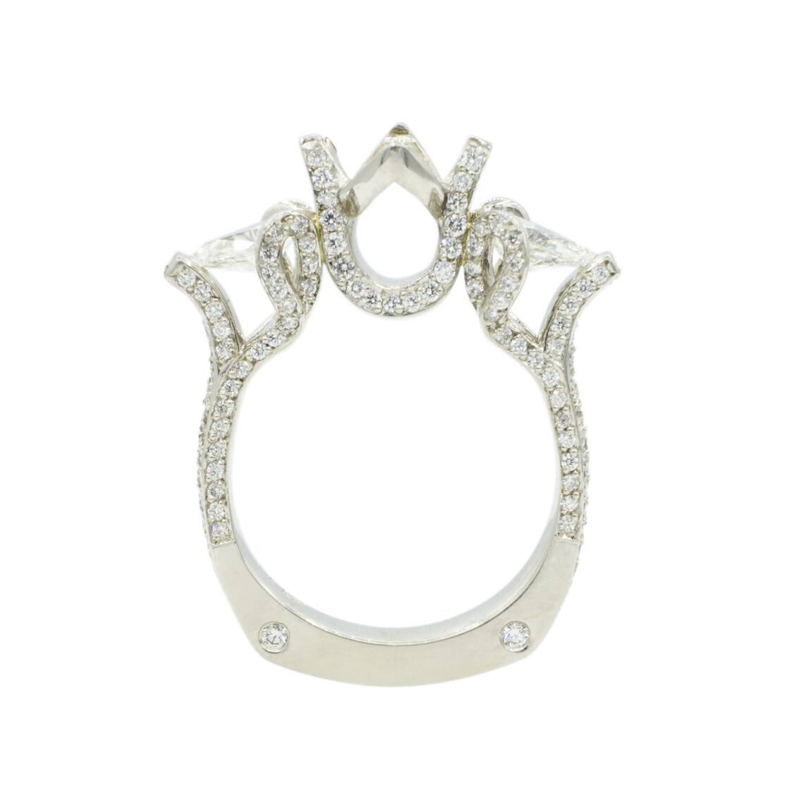 Three Stone Platinum Pear Diamond Semi-mount Ring 7mm 1.50ct - Etsy