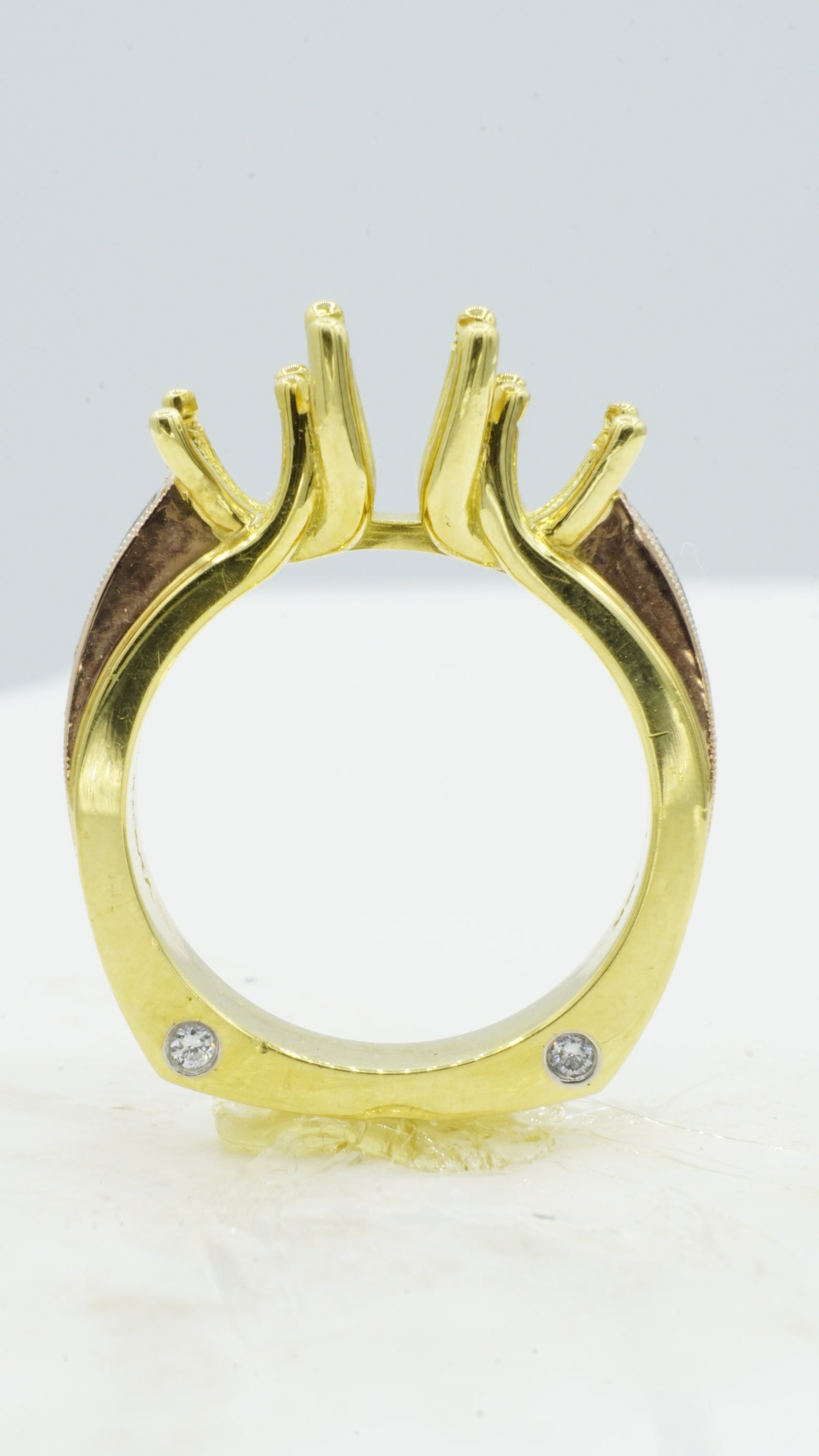 Three Stone Engagement Ring Tri-color Platinum, 18tk Yellow Gold and ...