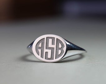 Sterling Monogram Ring - Etsy