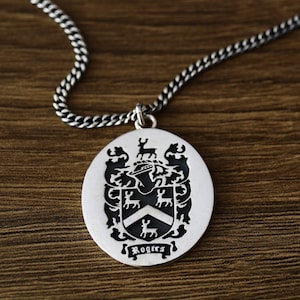 Custom Family Crest Necklace, Family Crest Pendant, Family Coat of Arms ...
