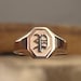 Rose Gold Letter P Initial Signet Ring, 10k 14kt Gold Custom Letter ...