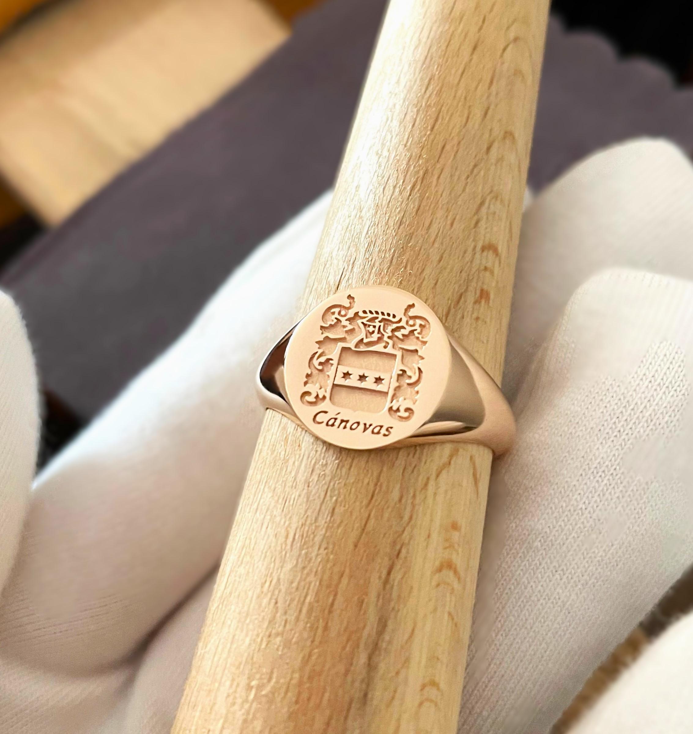 Personalized Family Crest Signet Ring Solid Gold 10k 14k Custom Coat of ...