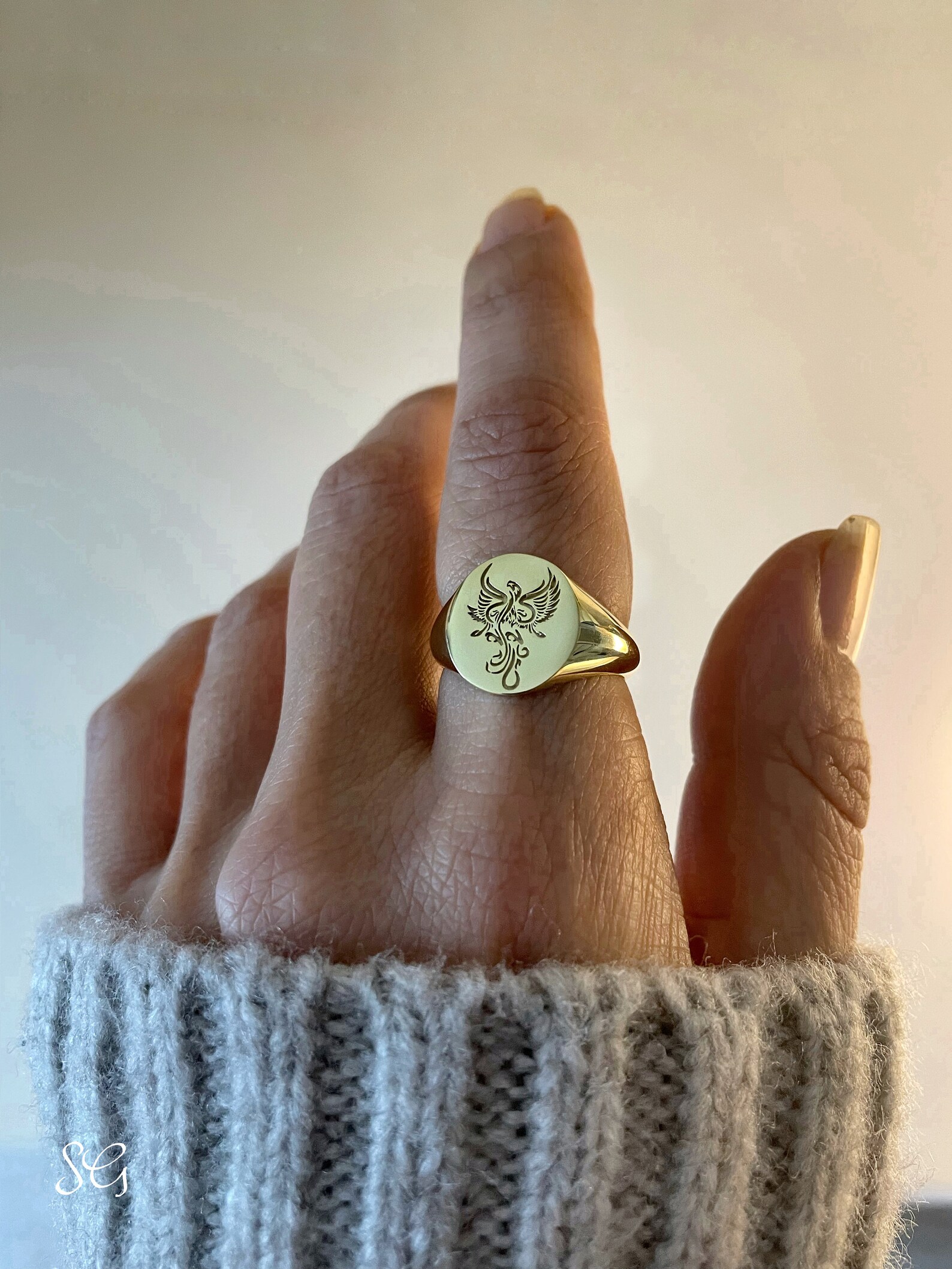 Phoenix Ring Gold Phoenix Ring Phoenix Signet Ring 14k Gold - Etsy