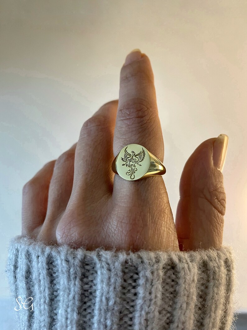 Phoenix Ring Gold Phoenix Ring Phoenix Signet Ring 14k Gold - Etsy