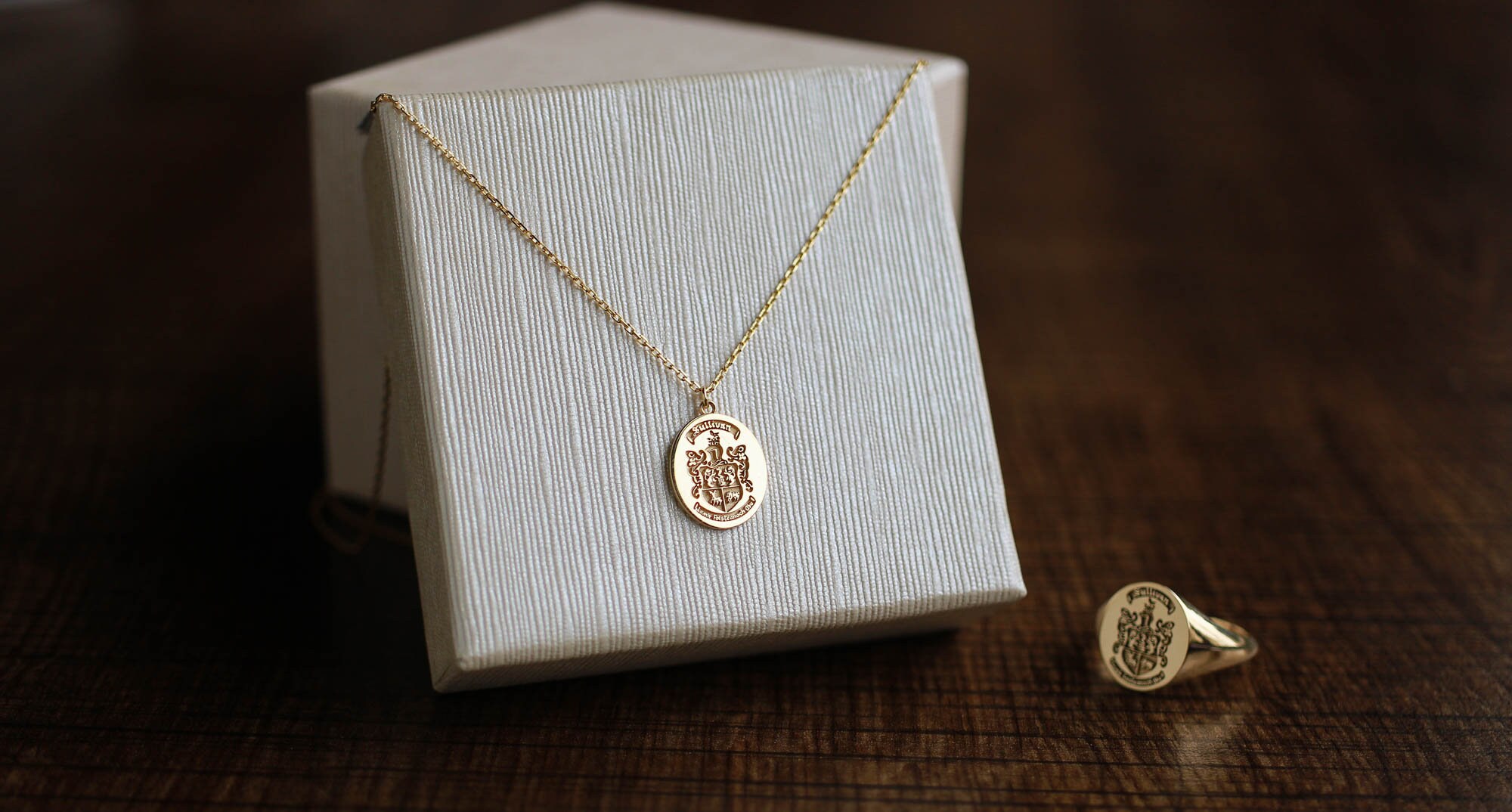 Gold Family Crest Pendant Necklace, Coat of Arms Necklace, Family ...