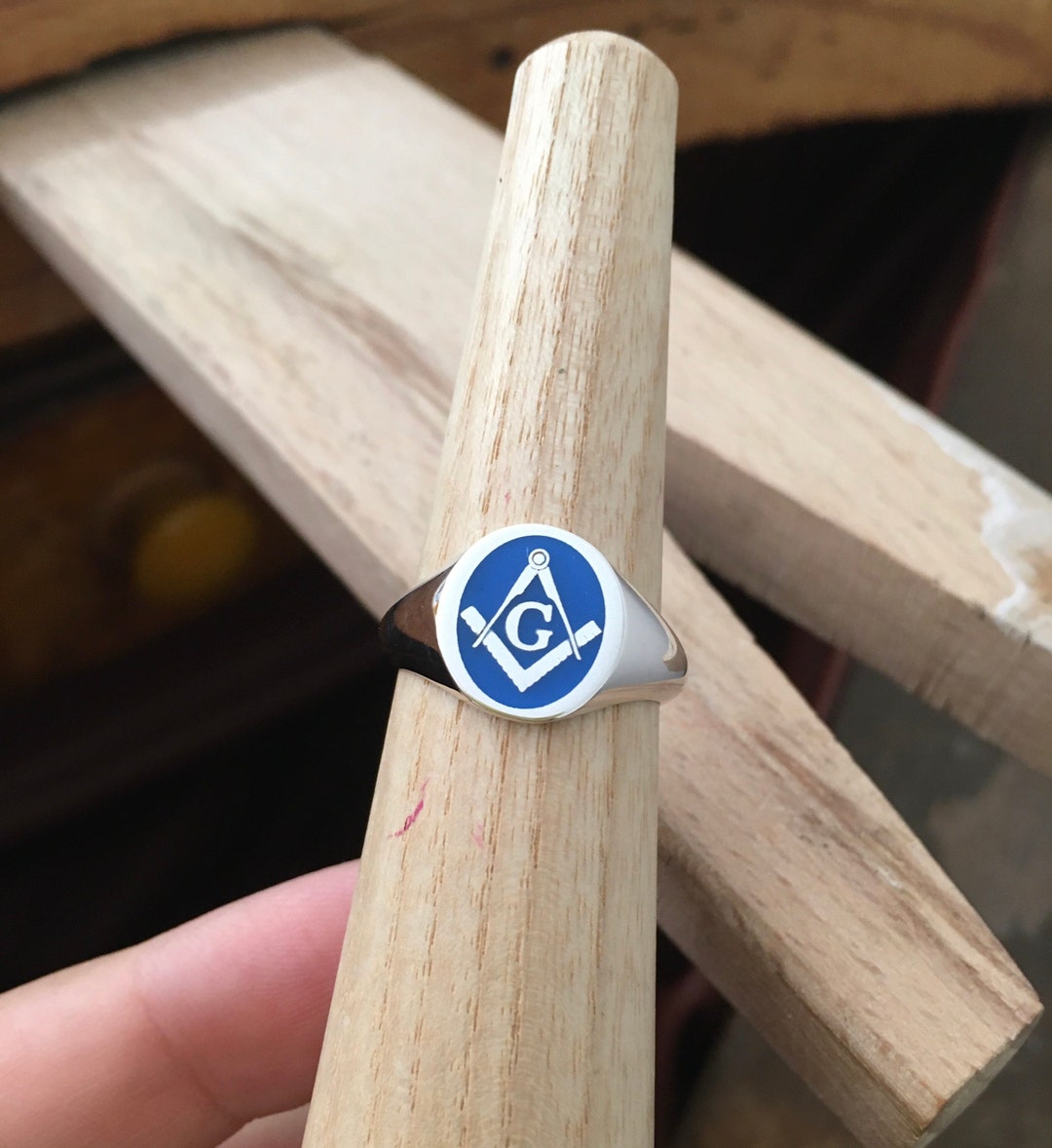 Silver Masonic Rings, Blue Enamel Masonic Ring, Freemason Ring, Masonic ...