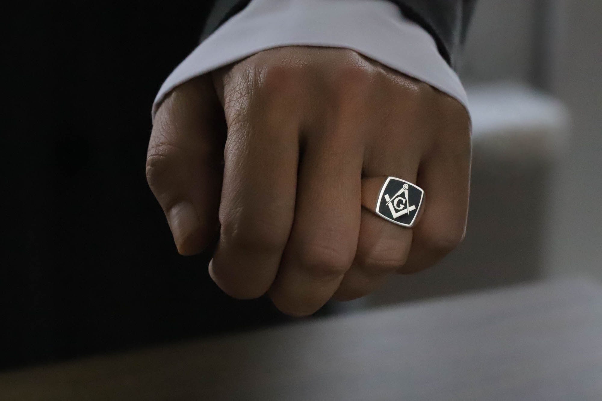 Silver Black Enamel Masonic Ring, Masonic Ring, Freemason Ring, Masonic ...