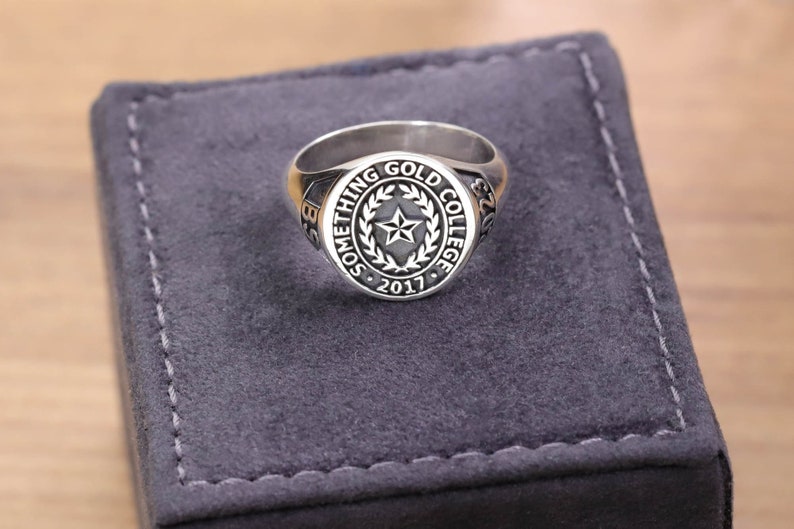 Custom Engraved Silver Class Ring, Personal Graduation Ring, Grad ...