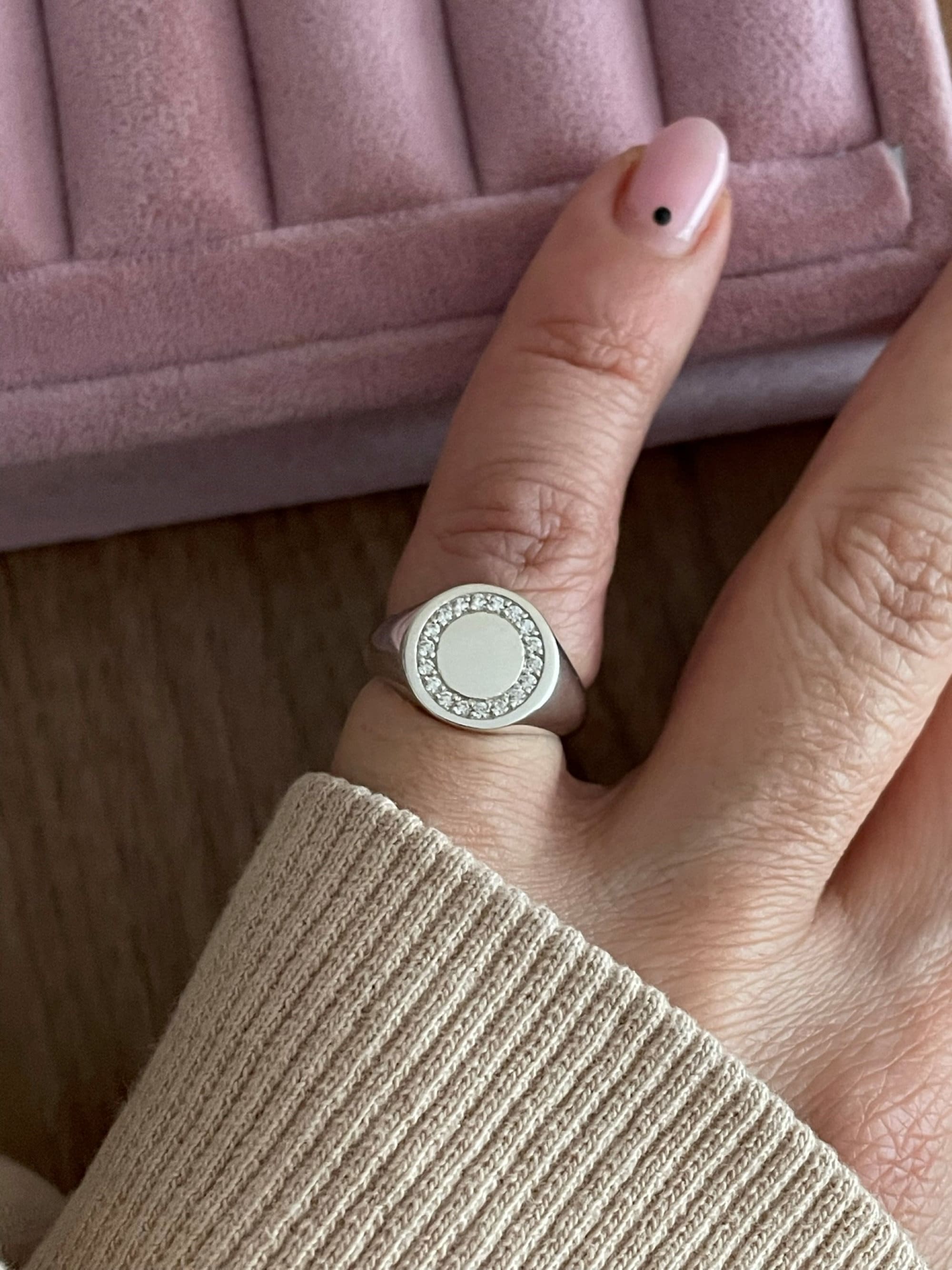 Diamond Signet Ring, Silver Signet Ring, Signet Ring Women, Pinky ...