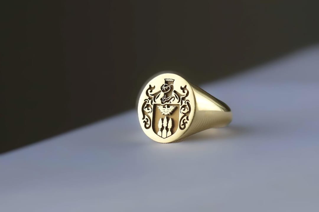 Gold Family Crest Ring, Family Crest Signet Ring, Family Crest Ring ...