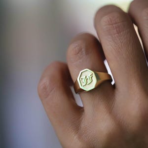 Rose Gold Letter P Initial Signet Ring, 10k 14kt Gold Custom Letter ...