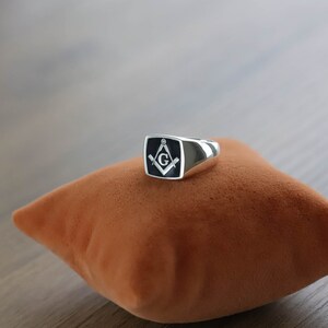Silver Black Enamel Masonic Ring, Masonic Ring, Freemason Ring, Masonic ...