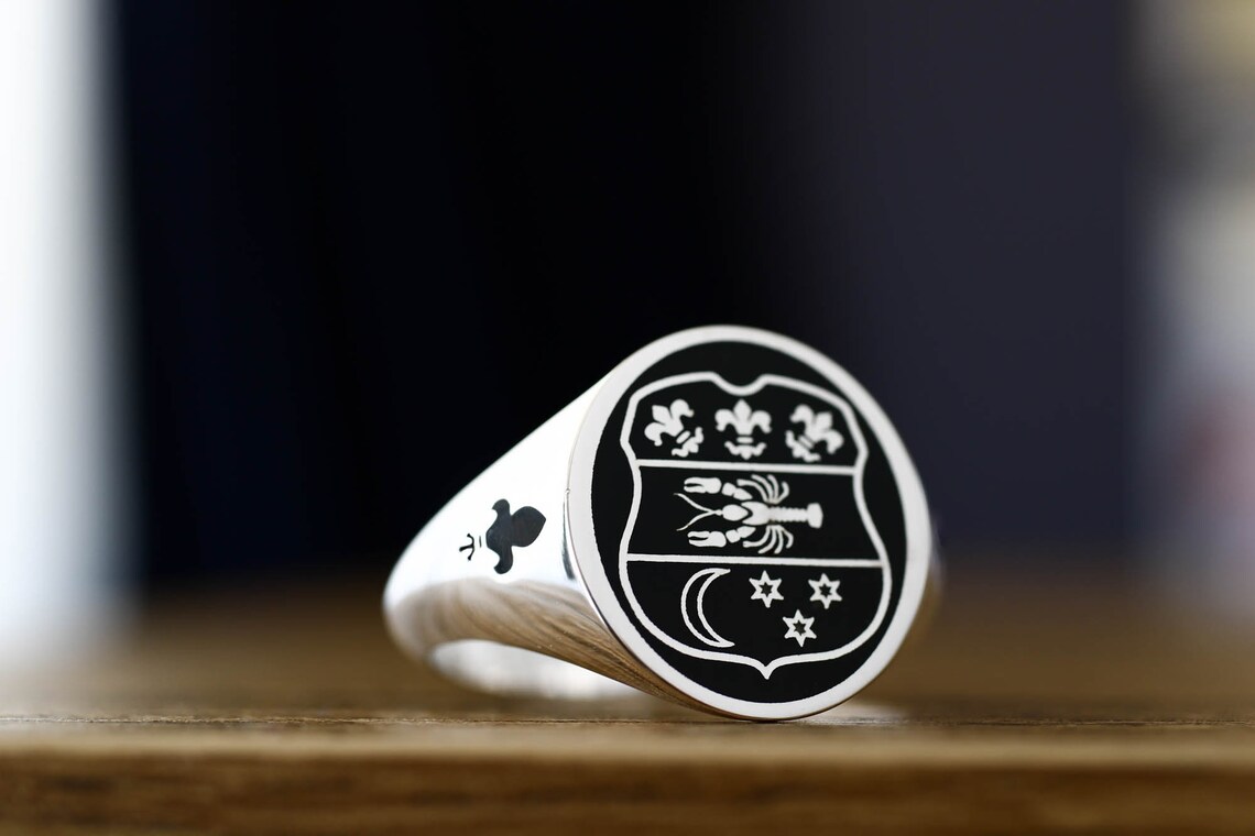 Custom Engraved Enamel Signet Ring Custom Signet Ring Mens | Etsy