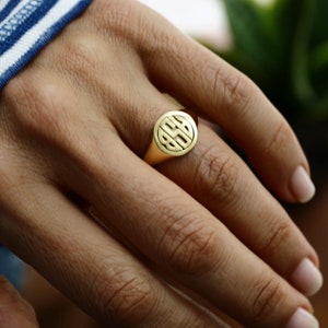 Gold Signet Ring With Initials, Letters Ring, 4 Letter Ring, Custom ...