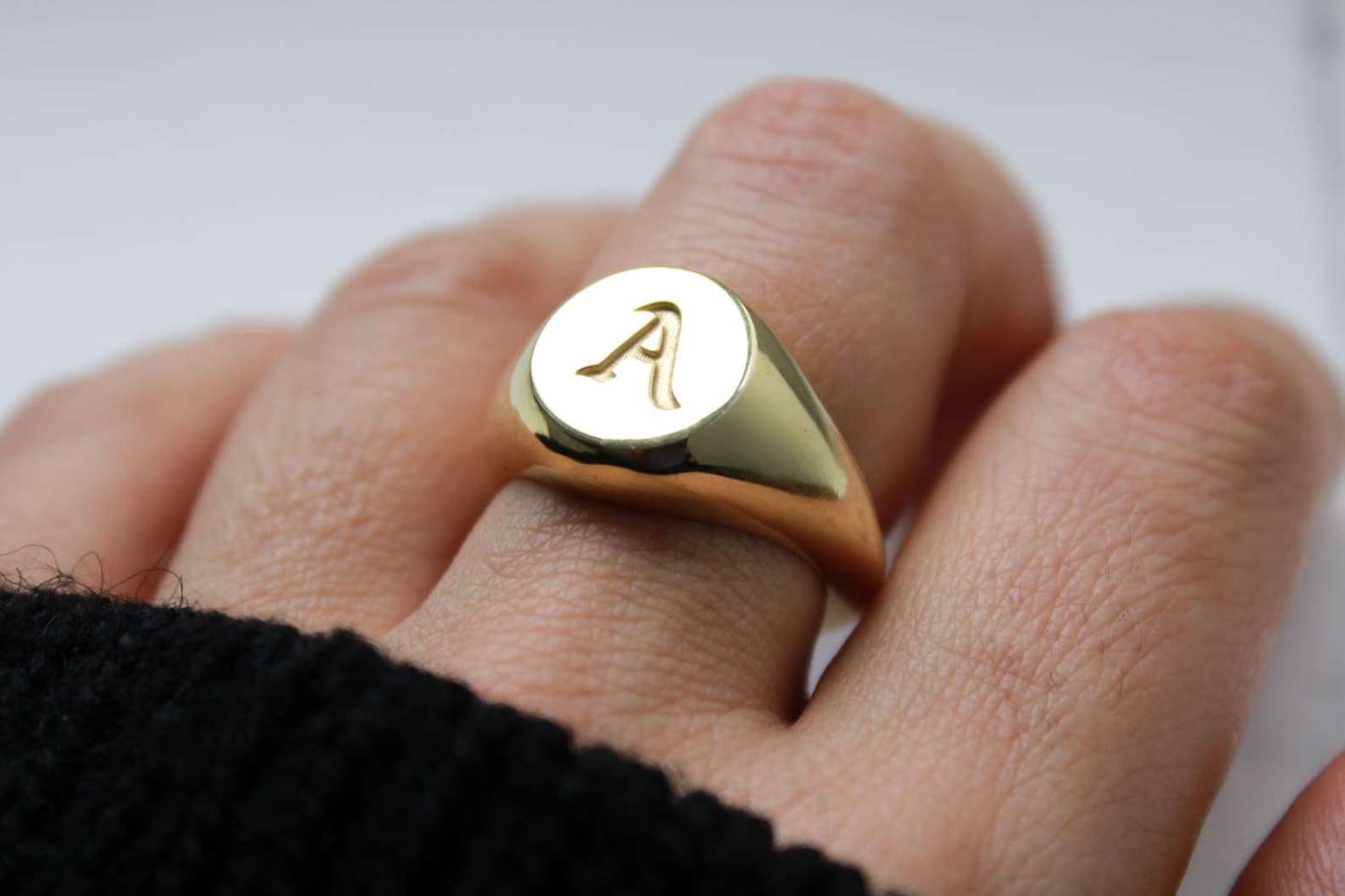 Initial Engraved Signet Ring Custom Signet Ring Gold Signet - Etsy
