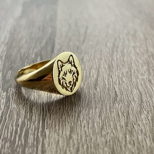 Wolf Ring, Gold Wolf Ring, Wolf Signet Ring, 14k Gold Wolf Ring, Wolf ...