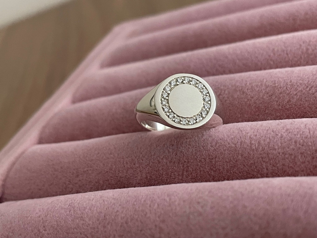 Diamond Signet Ring, Silver Signet Ring, Signet Ring Women, Pinky ...