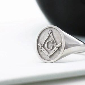 14k White Gold Masonic Ring, Gold Masonic Rings, Freemason Ring, Master ...