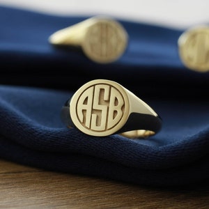 Gold Signet Ring With Initials, Letters Ring, 4 Letter Ring, Custom ...
