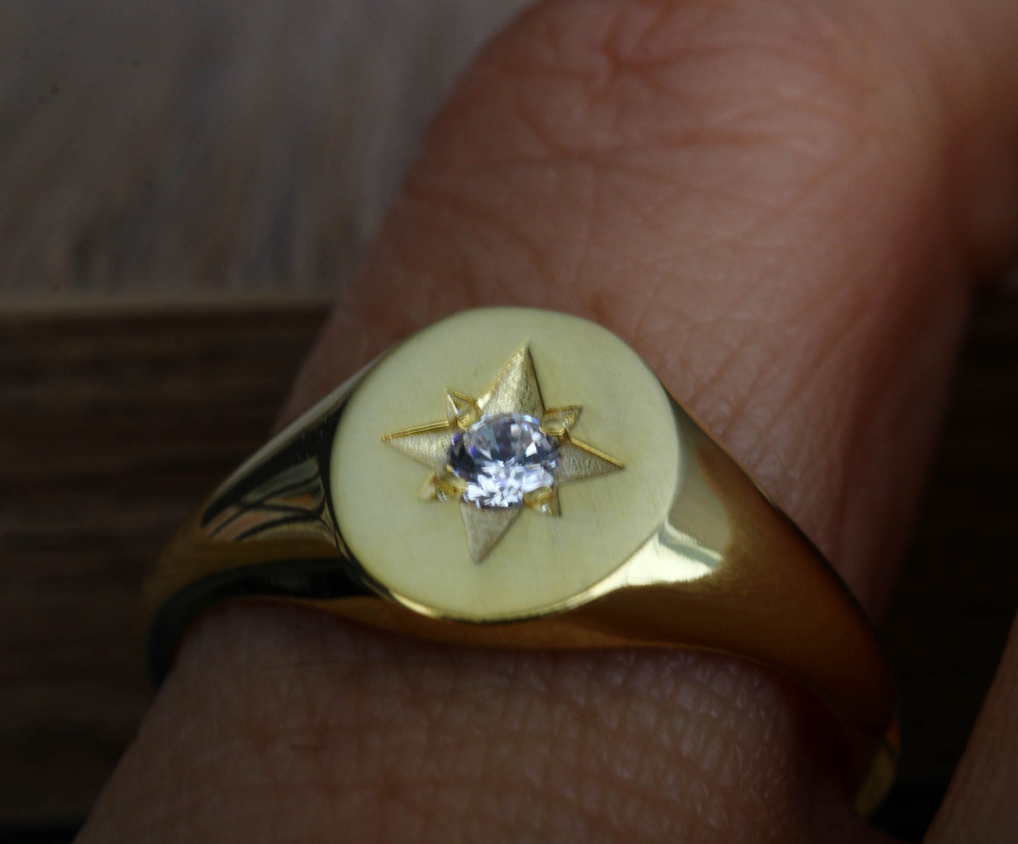 White Gold North Star Signet Ring Signet Ring With Stone | Etsy