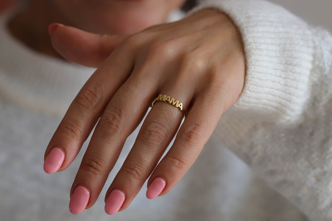 Gold Mama Ring, Mama Ring Real Gold, Mama Ring, Mothers Ring, Gift for ...