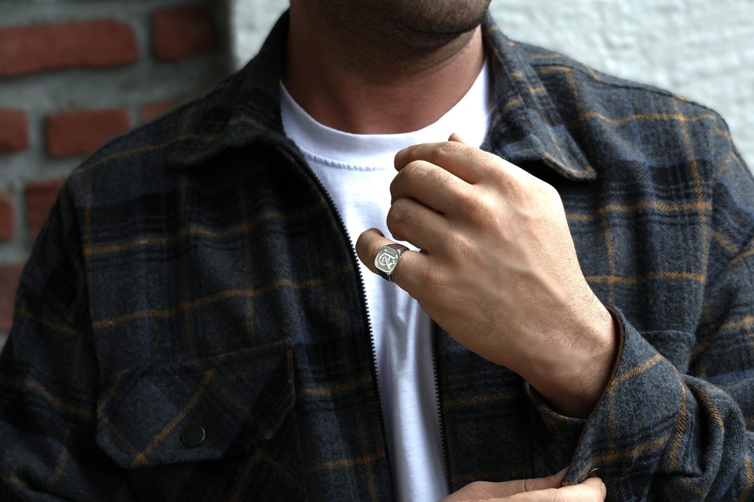 Personalized Pinky Signet Ring With Initial, Custom Pinky Signet Ring ...