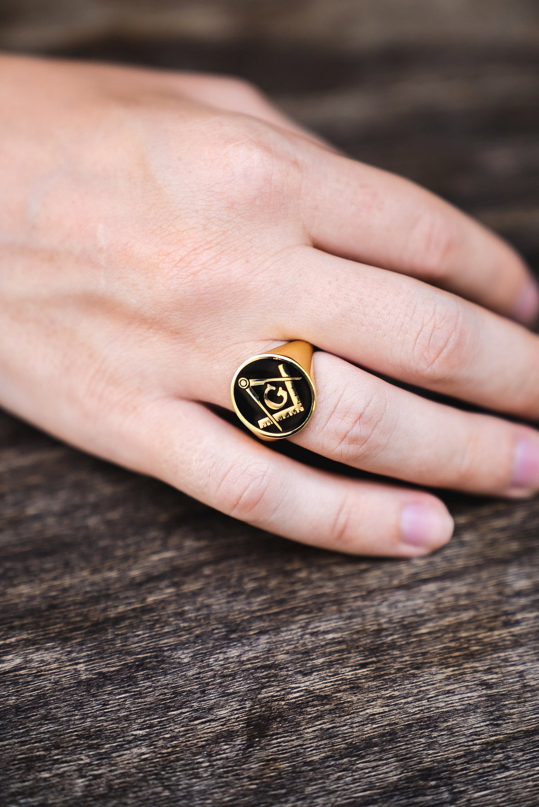 Black Enamel Masonic Ring, Gold Masonic Rings, Freemason Ring, Masonic ...