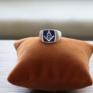Silver Black Enamel Masonic Ring, Masonic Ring, Freemason Ring, Masonic ...