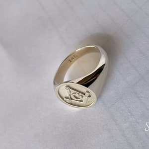14k White Gold Masonic Ring, Gold Masonic Rings, Freemason Ring, Master ...
