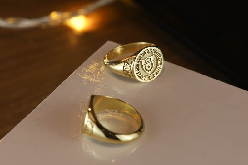 Custom Gold College Class Rings Class Ring Gold Graduation - Etsy