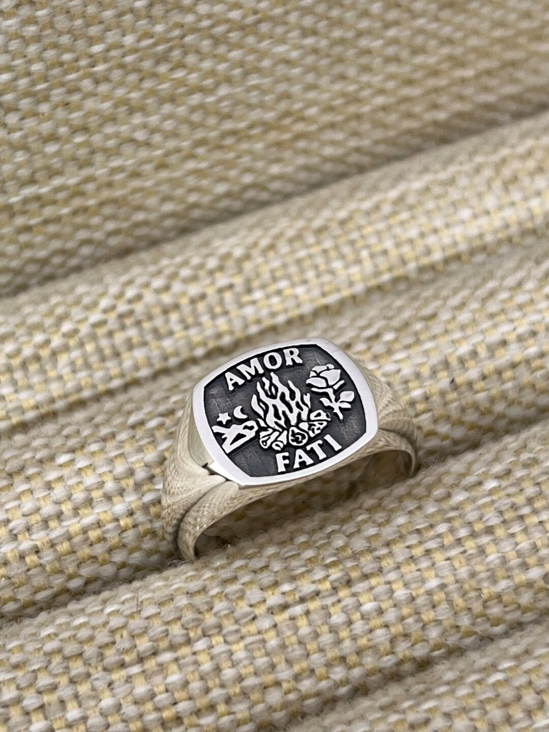Amor Fati Cushion Ring Amor Fati Signet Ring Fate Ring Love - Etsy