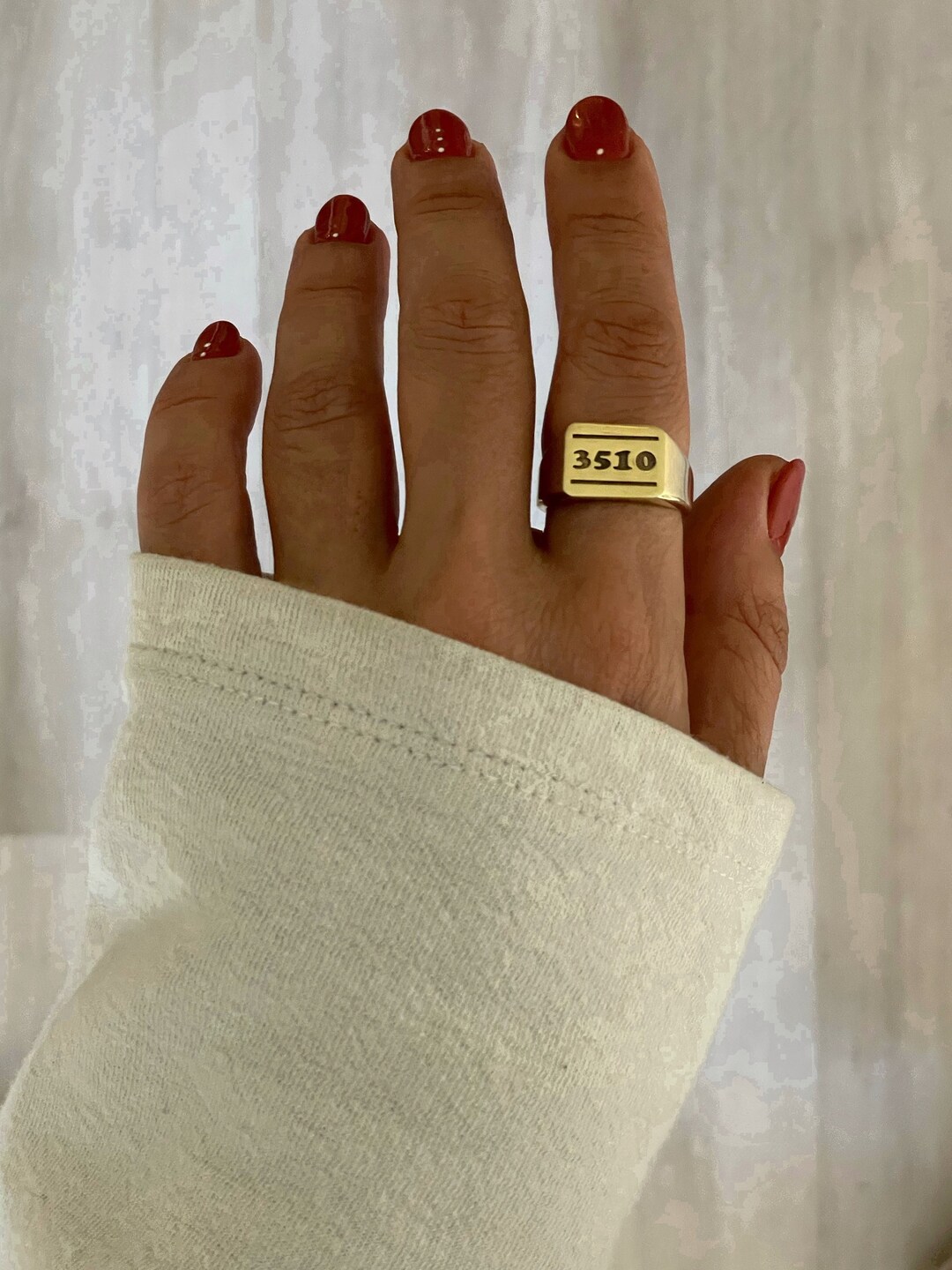 Gold Number Signet Ring, Number Rings, Gold Signet Ring, Solid Gold ...