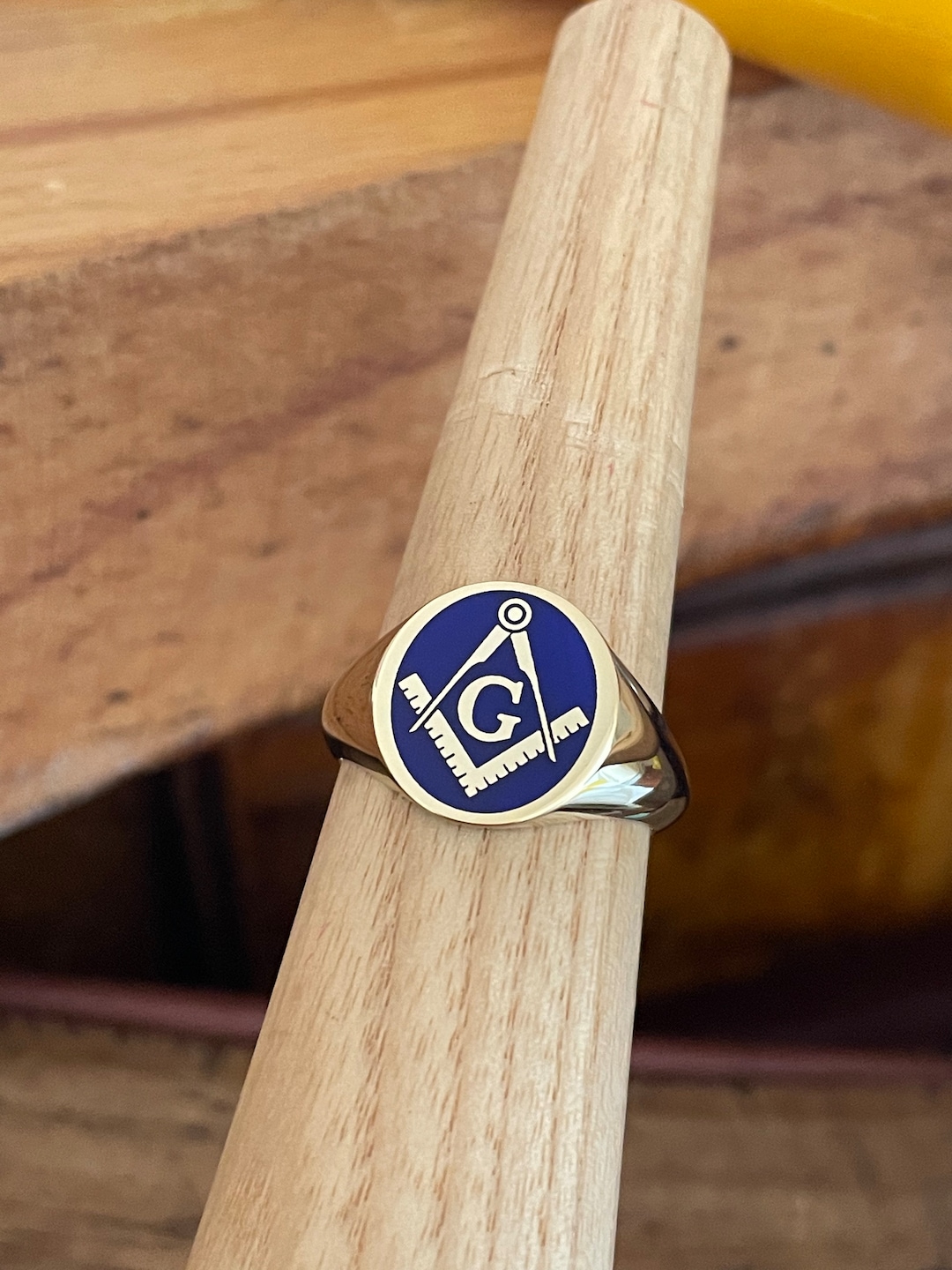 Gold Masonic Rings, Blue Enamel Masonic Ring, Freemason Ring, Masonic ...