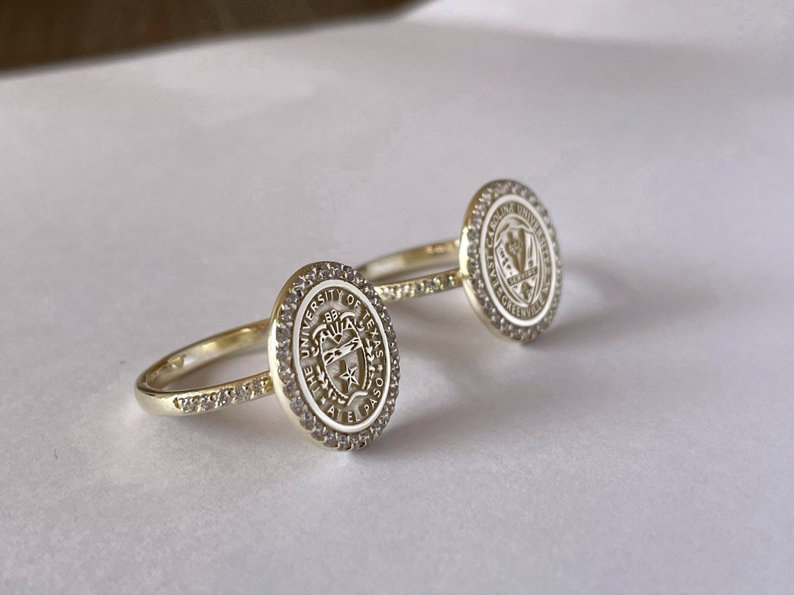 Gold Diamond Pave College Class Rings Women's Class Ring - Etsy