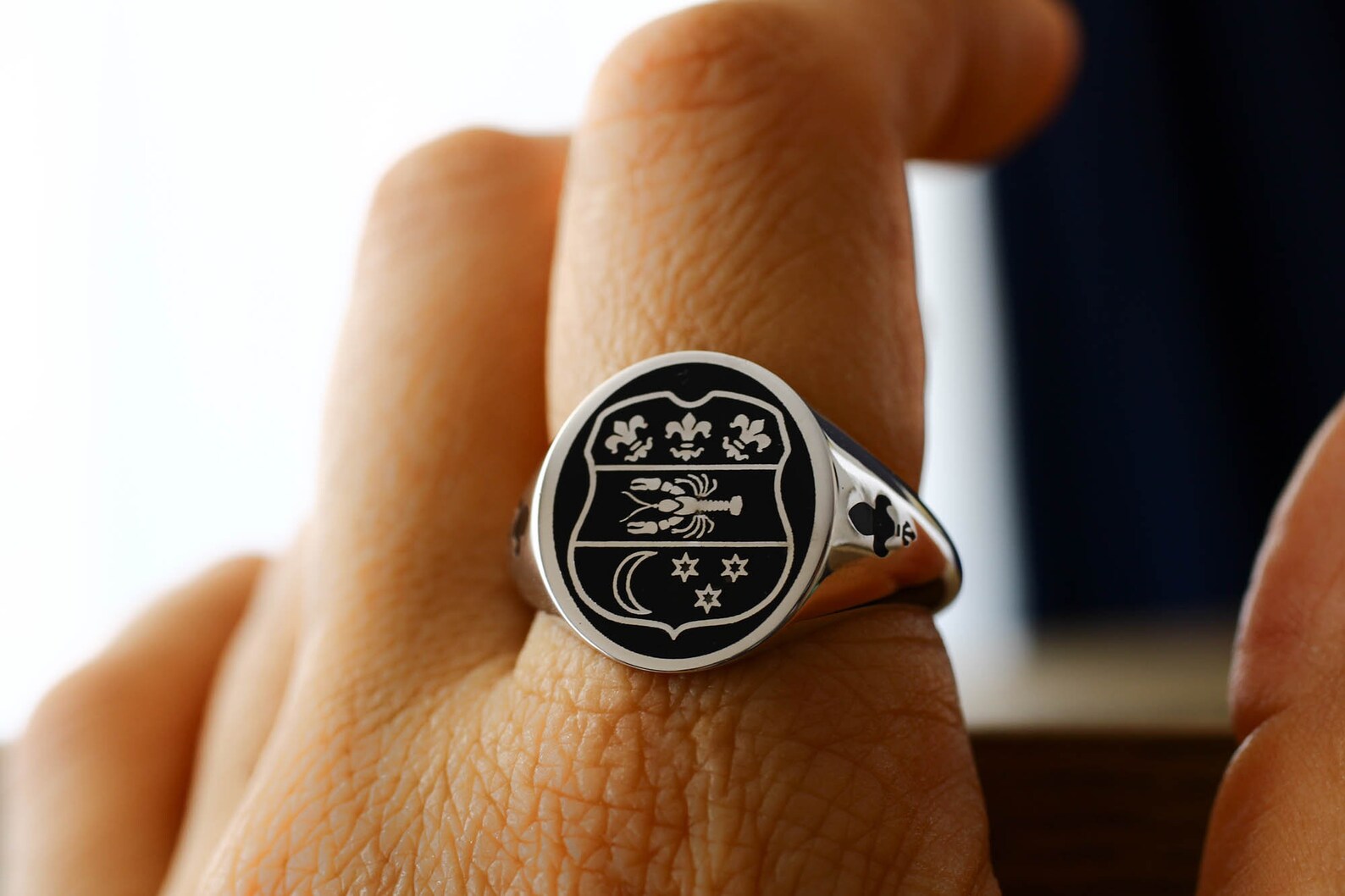 Custom Engraved Enamel Signet Ring Custom Signet Ring Mens | Etsy