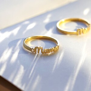 Gold Diamond Mama Ring, Mama Gold Ring, Mama Ring, Mothers Ring, Mom ...