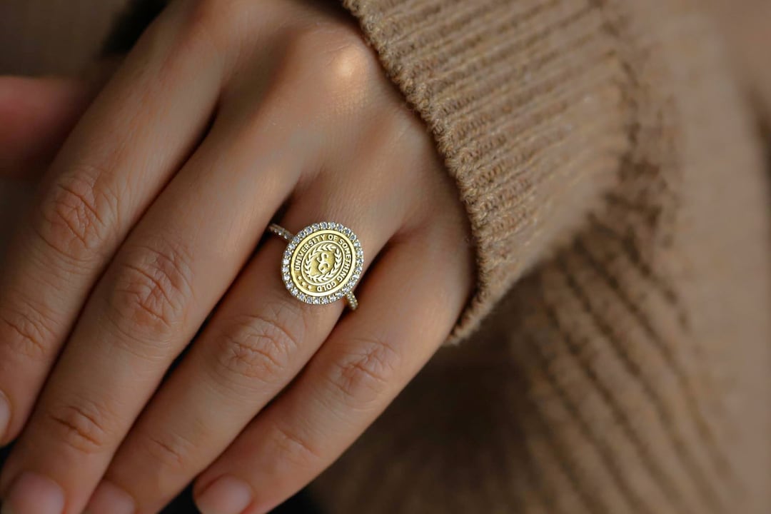 Solid Gold Diamond College Class Rings, Women's Class Ring, Gold ...