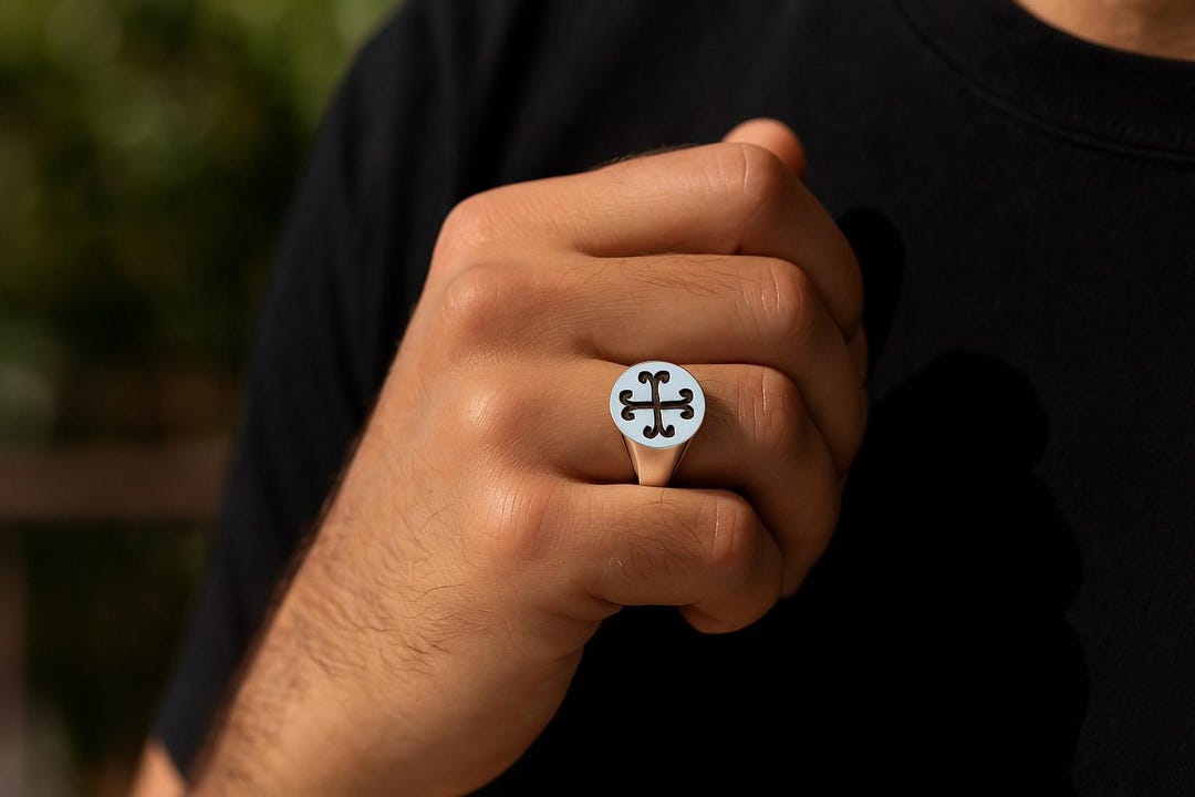 Silver Cross Signet Ring for Men, Men's Sterling Silver Cross Ring ...