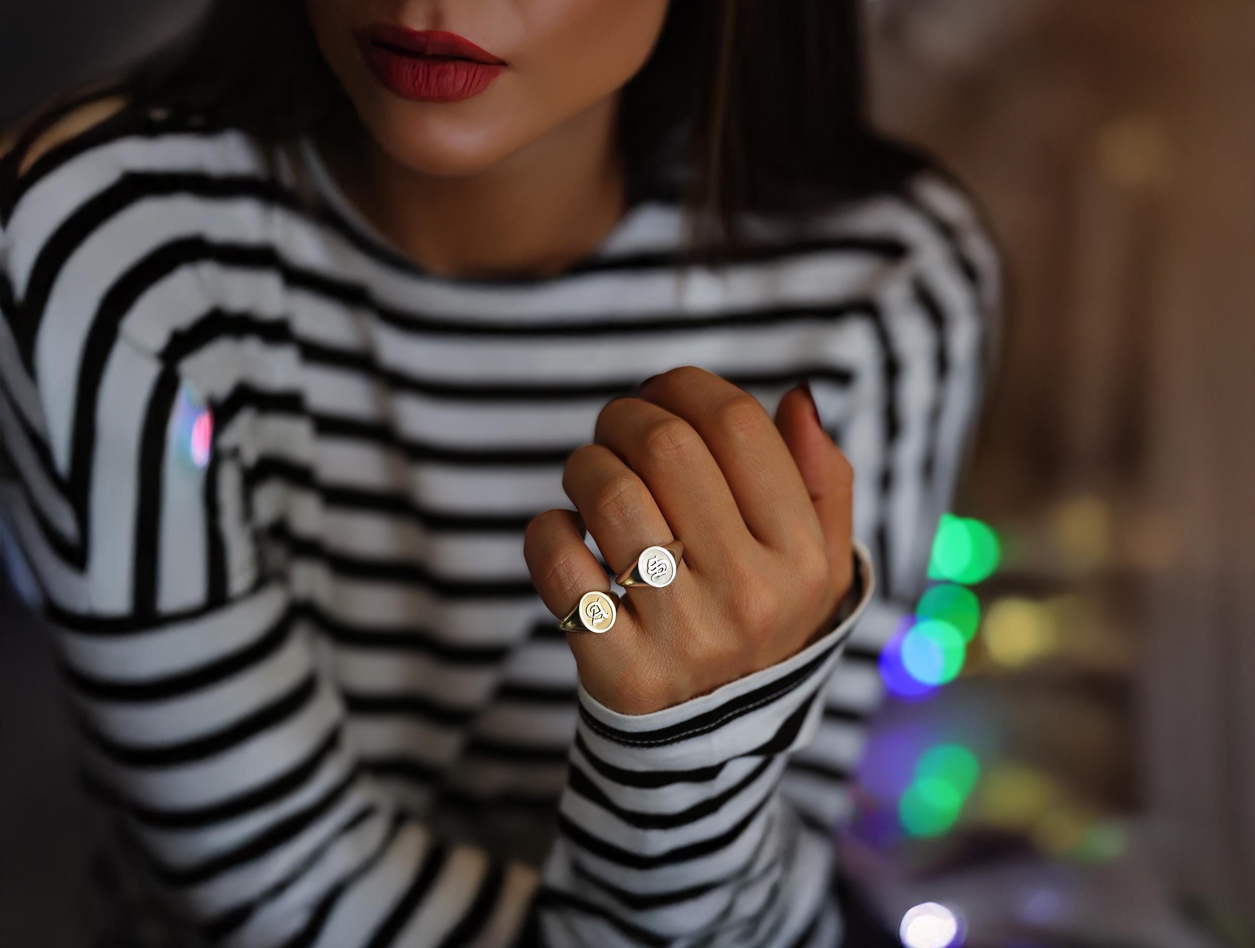 Gold Pinky Signet Ring, Gold Initial Signet Ring, Gold Initial Ring ...
