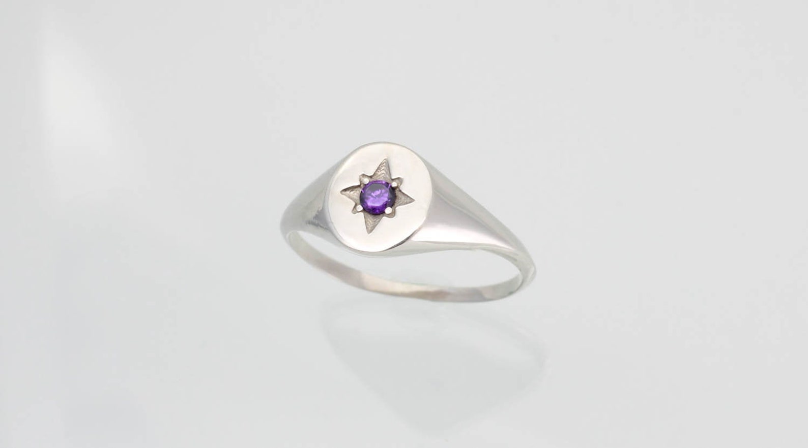 North Star Engraved Signet Ring Signet Ring With Stone Pinky | Etsy